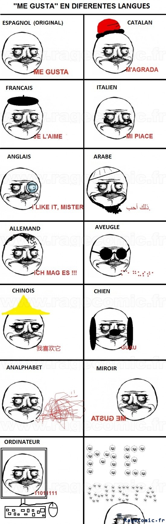 Chaque langue a son ME Gusta - Me gusta - Rage Comics Francais, Troll face